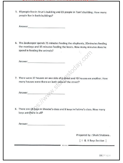 CBSE Class 2 Maths Revision Worksheet Set A